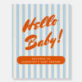 Bold Retro Orange Blue Stripes Baby Shower Foam Board | Zazzle