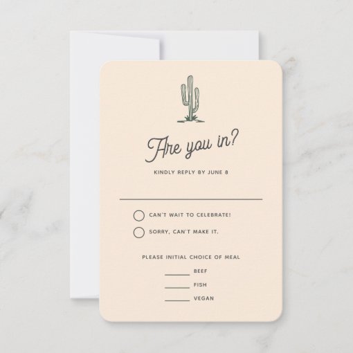 Bold Retro Red Saguaro Cacti Desert Wedding RSVP Card | Zazzle