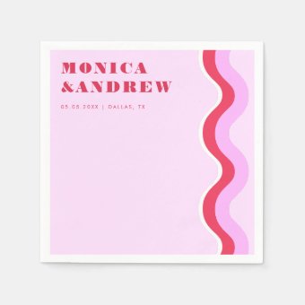 Bold Retro Wave Aesthetic Pink and Red Wedding Napkins | Zazzle