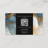 BOLD Round Logo and QR Code Indigo Gold Fluid Ink Business Card | Zazzle
