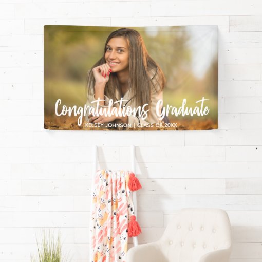 Bold Script Congratulations Graduate Photo Party Banner | Zazzle