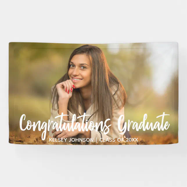 Bold Script Congratulations Graduate Photo Party Banner | Zazzle