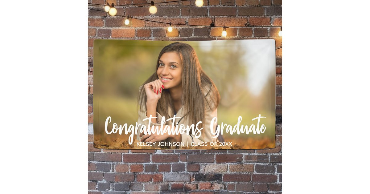 Bold Script Congratulations Graduate Photo Party Banner | Zazzle