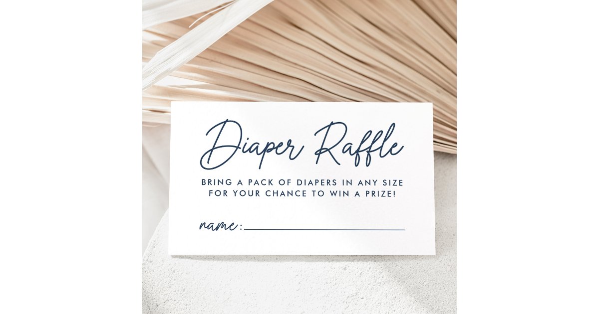Bold Script Navy Baby Shower Diaper Raffle Enclosure Card | Zazzle