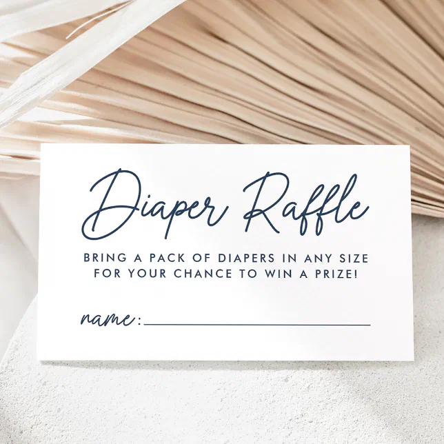 Bold Script Navy Baby Shower Diaper Raffle Enclosure Card | Zazzle
