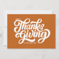 Bold Script Orange Happy Thanksgiving Holiday Card | Zazzle