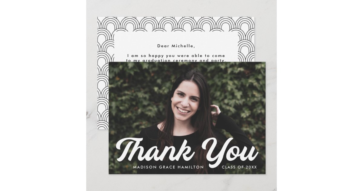 Bold Script Photo Graduation Thank You Card | Zazzle.com