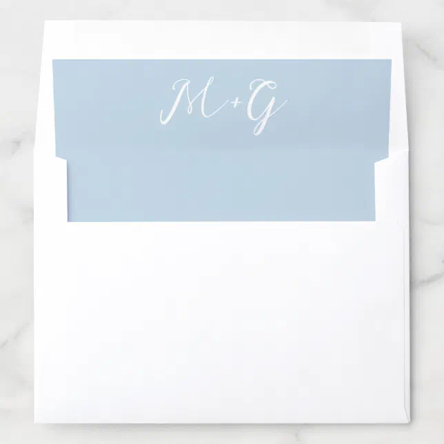 Bold Script Powder Blue Elegant Wedding Envelope Liner | Zazzle