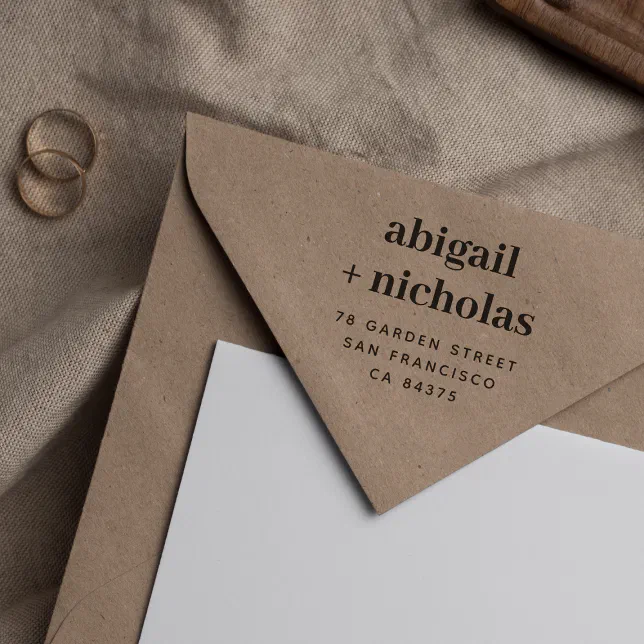 Bold Serif Couple's Names Wedding Return Address Self-inking Stamp | Zazzle