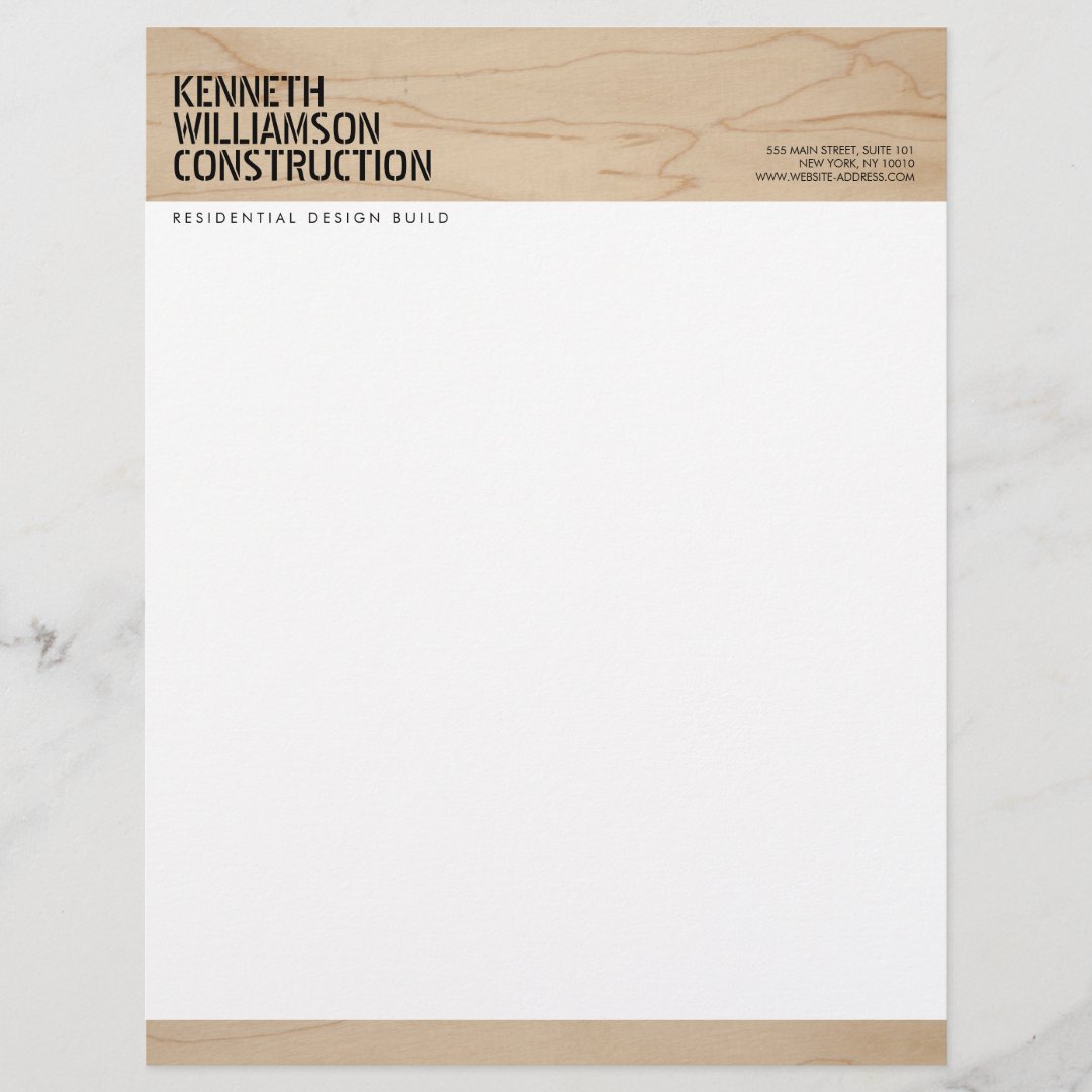 Bold Stenciled Wood Construction Letterhead | Zazzle
