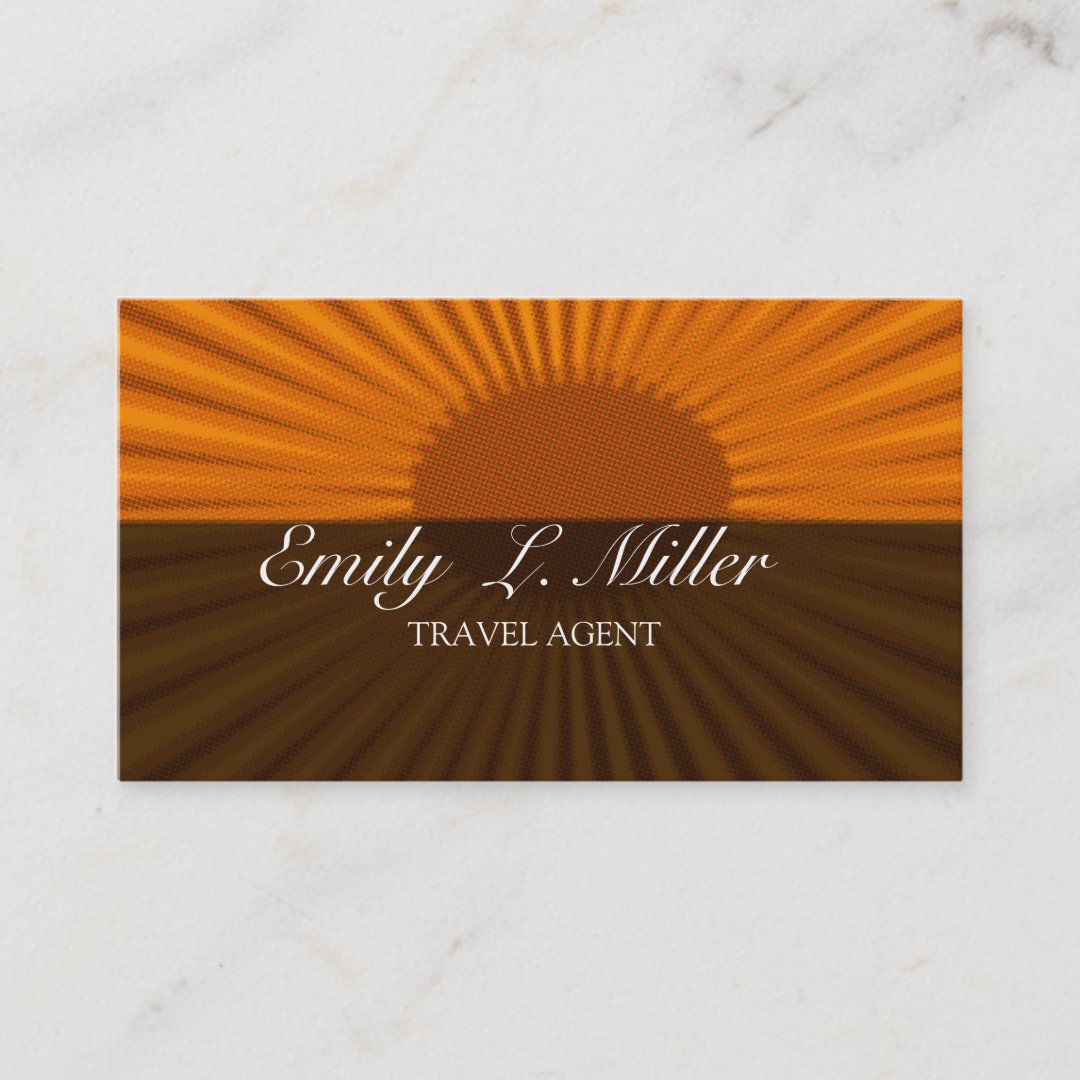 Bold Sun Rising Travel Agent Vacation Business Card | Zazzle