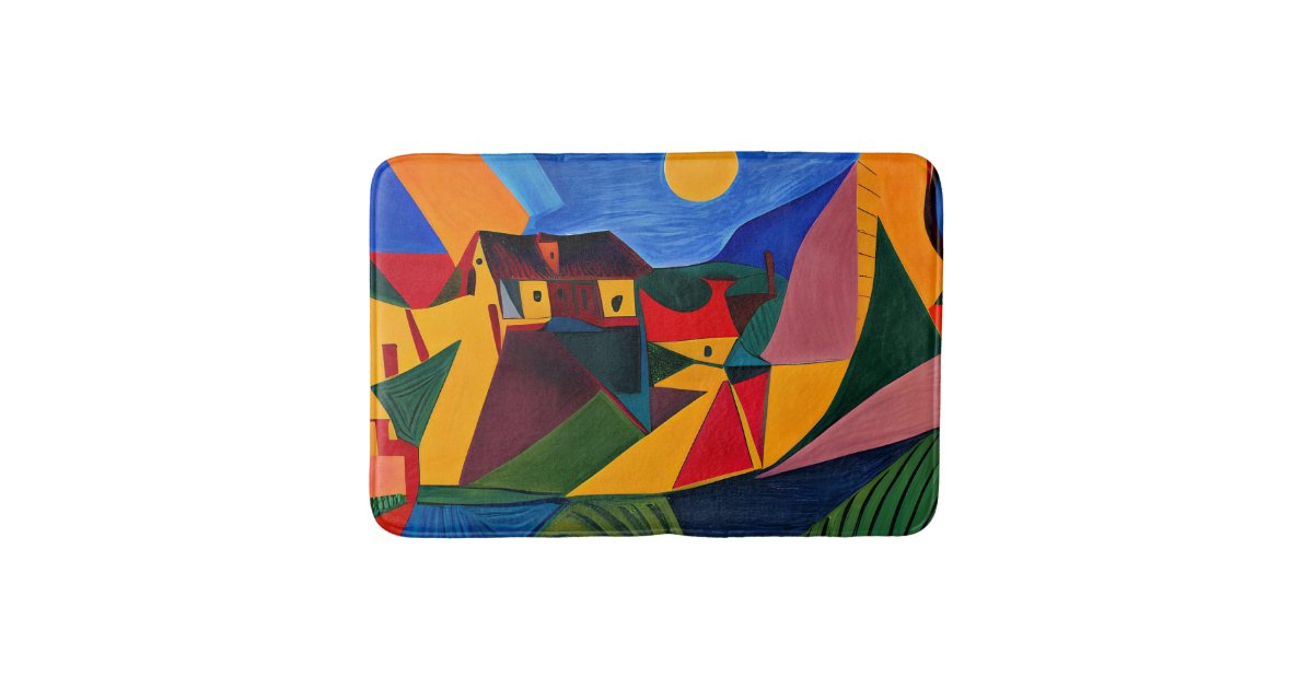 Bold sunset Picasso art Bath Mat | Zazzle
