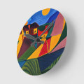 Bold sunset Picasso art Round Clock | Zazzle