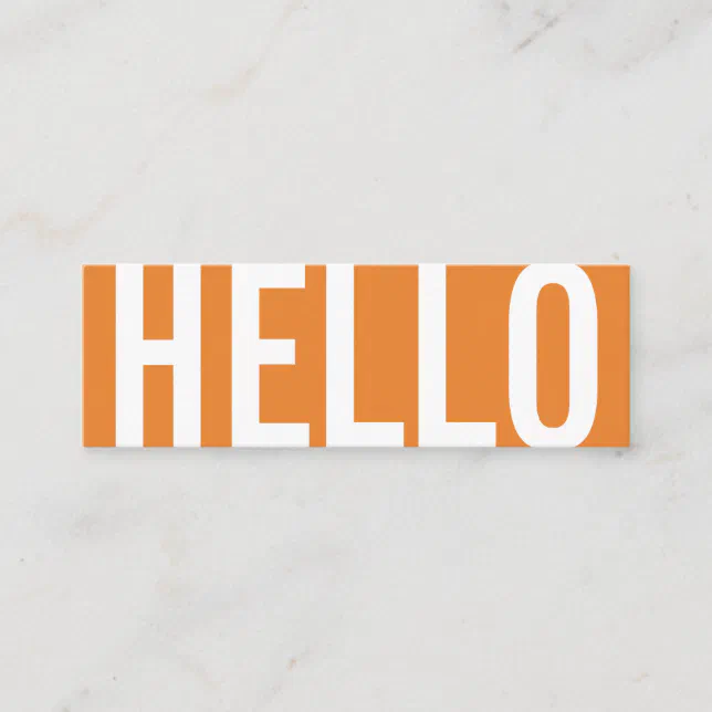 Bold Text | Hello (Orange) Mini Business Card | Zazzle