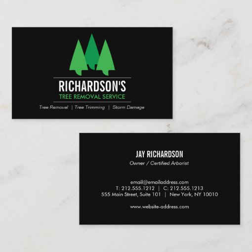 Bold Tree Service Logo Green/Black Business Card | Zazzle