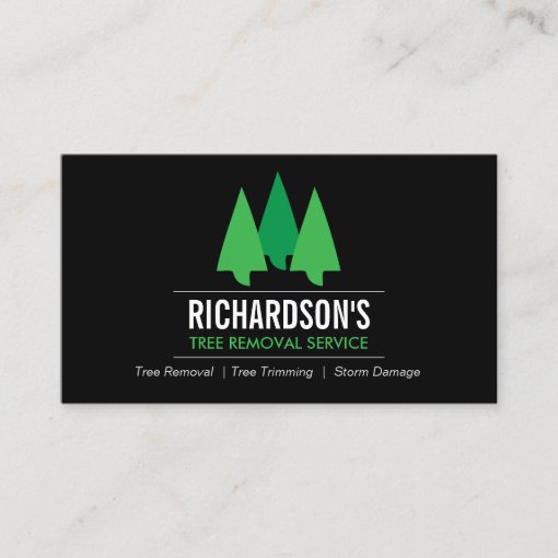Bold Tree Service Logo Green/Black Business Card | Zazzle
