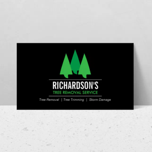 Bold Tree Service Logo Green/Black Business Card | Zazzle