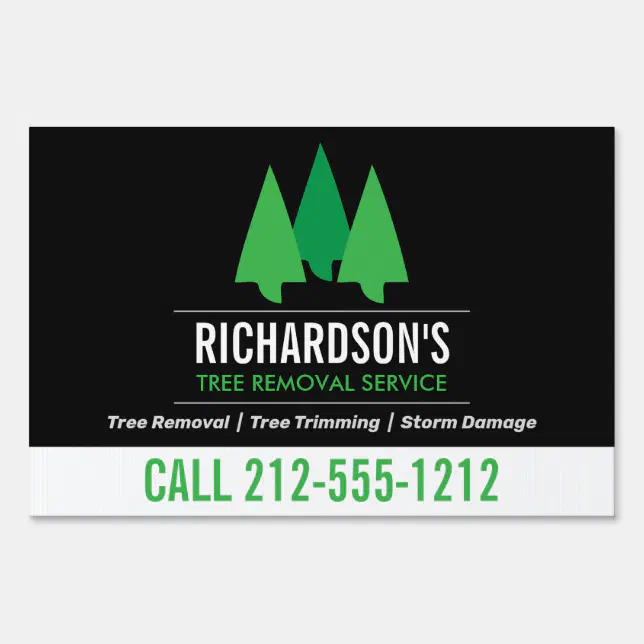 Bold Tree Service Logo Green/Black Sign | Zazzle