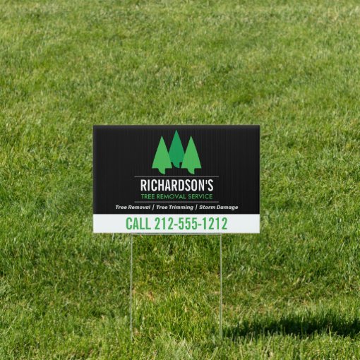 Bold Tree Service Logo Green/Black Sign | Zazzle