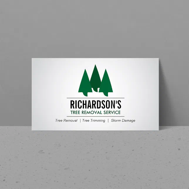 Bold Tree Service Logo Green/Gray Business Card | Zazzle