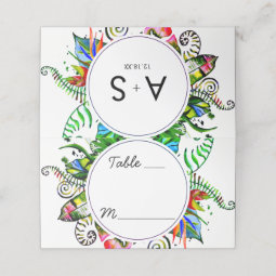 Bold Tropical Palm Leaf Botanical Table Number Place Card | Zazzle