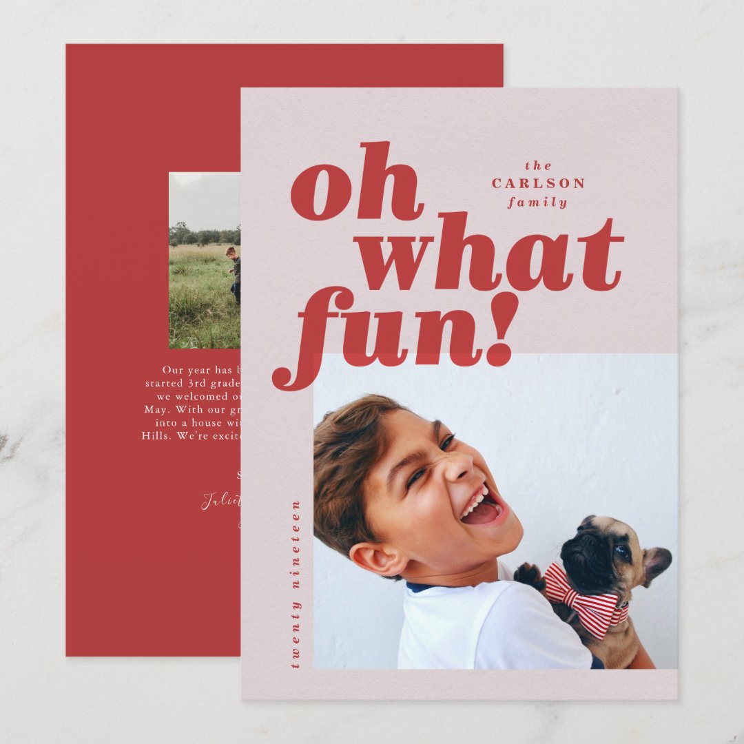 Bold Typography Colorblock Photo Christmas Card | Zazzle