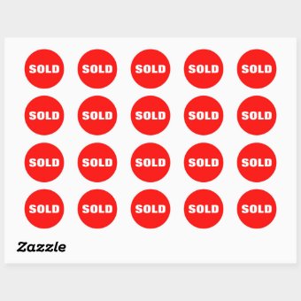 Bold Typography Modern Bright Red Custom Sold Classic Round Sticker ...