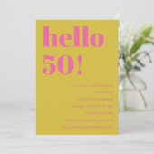 Bold Typography Pink Yellow Modern 50th Birthday Invitation | Zazzle