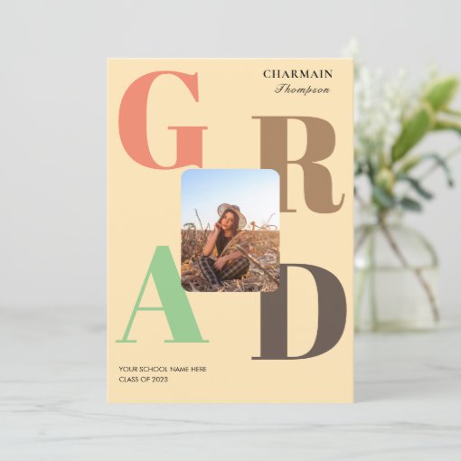 Bold Typography Retro Vintage Colorful Graduation Invitation | Zazzle