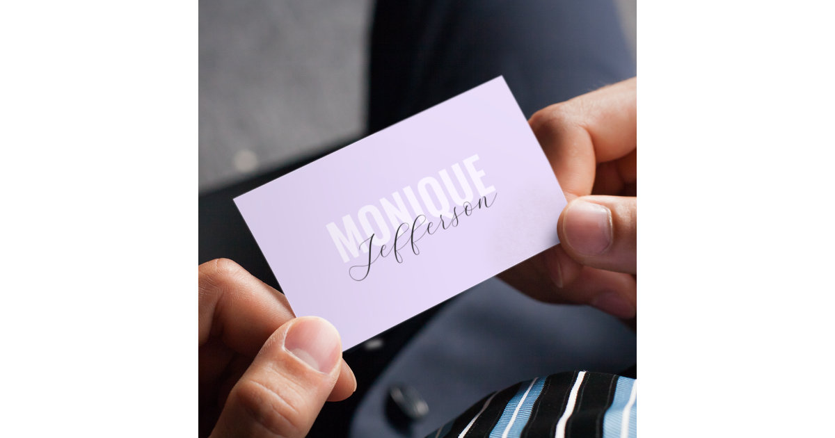 Bold Typography & Script Lilac Lavender QR Code Bu Business Card | Zazzle