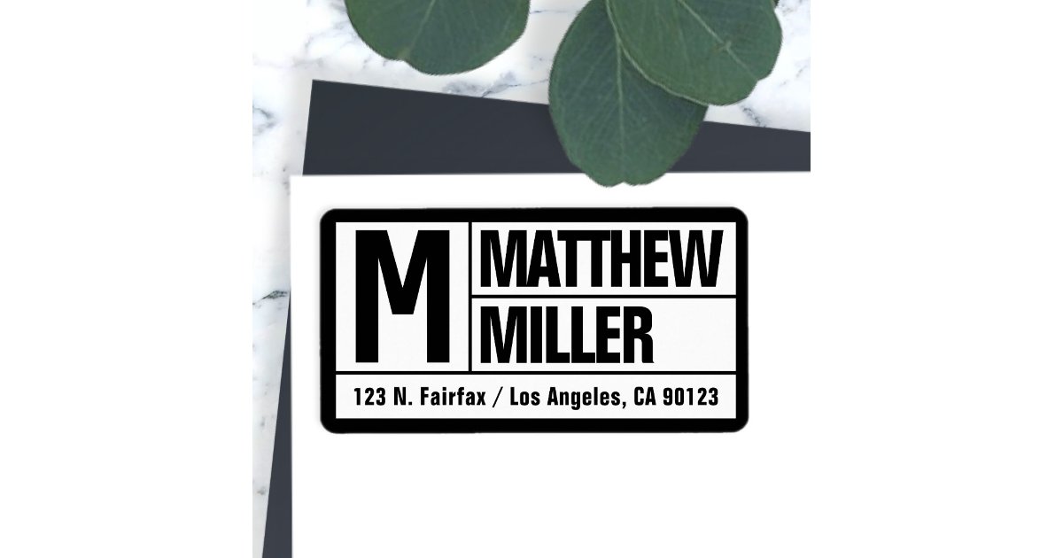Bold Unique & Modern Return Address | Black White Label | Zazzle