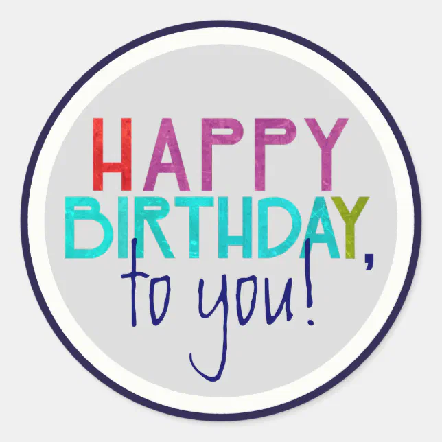 Bold Unisex Happy Birthday Typography Sticker | Zazzle