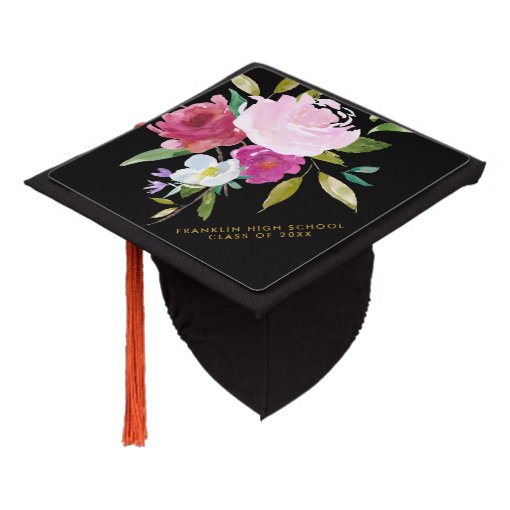 Bold Watercolor Floral Graduation Graduation Cap Topper | Zazzle