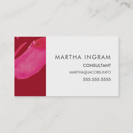 Bold watercolor red and pink design business card | Zazzle