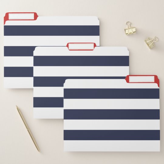 Bold White Stripe over Custom Color Navy Blue File Folder | Zazzle.com