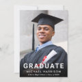Bold White Typography Photo Graduation Party Invitation | Zazzle