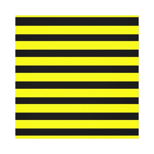 Bold Yellow and Black Bumble Bee Striped Pattern Stretched Canvas Print ...
