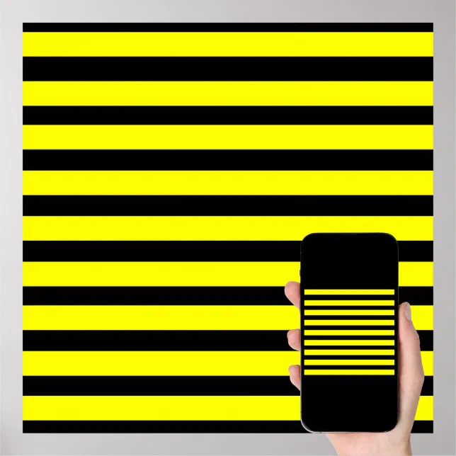Bold Yellow and Black Bumble Bee Striped Pattern Poster | Zazzle