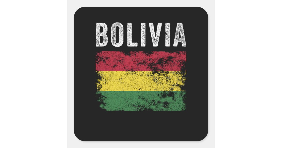 Bolivia Flag Distressed - Bolivian Flag Square Sticker | Zazzle