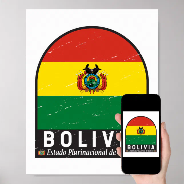 Bolivia Flag Emblem Distressed Vintage Poster | Zazzle