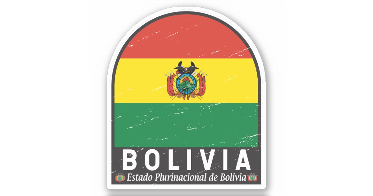 Bolivia Flag Emblem Distressed Vintage Sticker | Zazzle