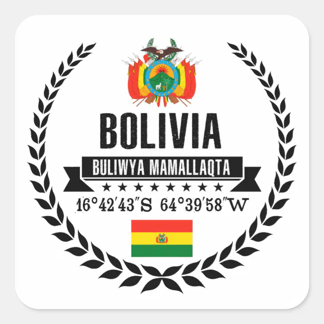 Bolivia Square Sticker | Zazzle