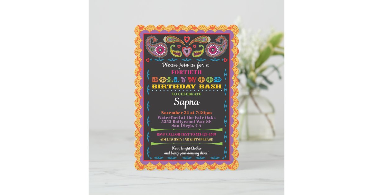 Bollywood Birthday Party Invitation | Zazzle