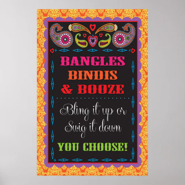 Bollywood Booze Poster custom | Zazzle