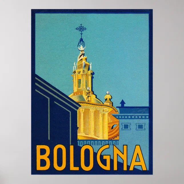 Bologna, city buildings, Italy, vintage travel Poster | Zazzle