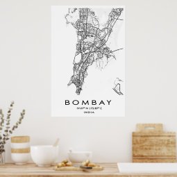Bombay/Mumbai Map poster | Maharashtra| India | Zazzle