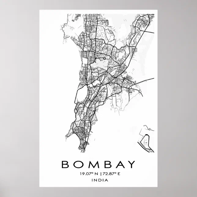 Bombay/Mumbai Map poster | Maharashtra| India | Zazzle