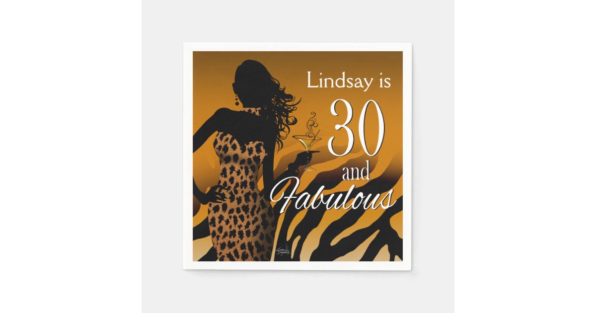 Bombshell Leopard 30th Birthday | gold Paper Napkins | Zazzle