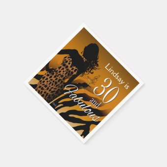 Bombshell Leopard 30th Birthday | gold Paper Napkins | Zazzle