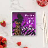 Bombshell Leopard 50th Birthday | purple Paper Napkins | Zazzle